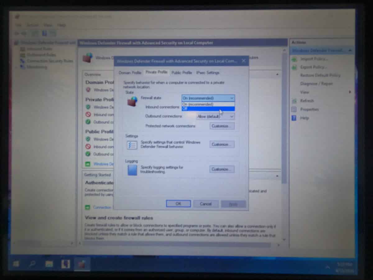 Windows Defender Firewall and Updates - Park Industries