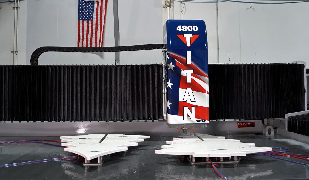 CNC Sawjet Cutting Stone Christmas Designs with Waterjet